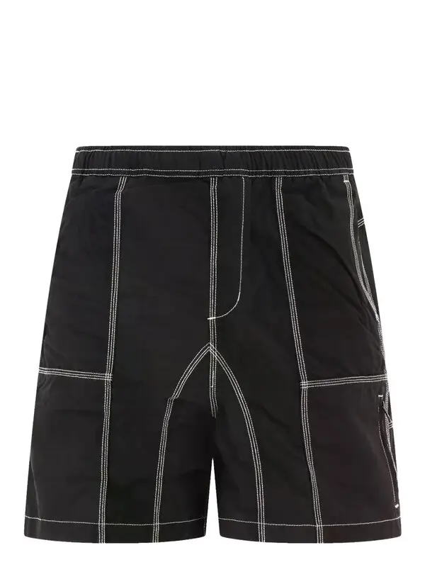 BRAIN DEAD Panelled Contrast-stitch Shorts - Black