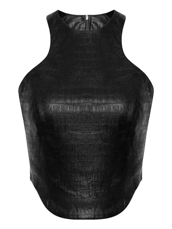 LIKA Crocodile-effect Zip-fastening Top - Black