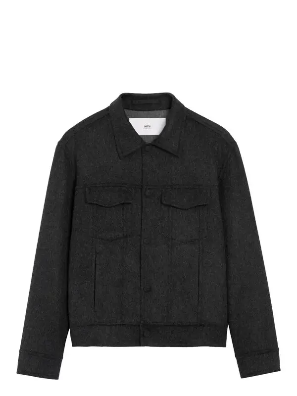 AMI Paris Wool Trucker Jacket - Grey