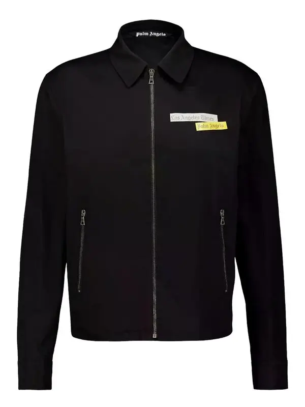 Palm Angels Newsprint Cotton Jacket - Black
