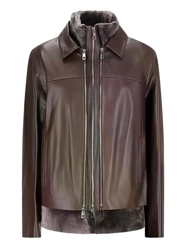 DESA 1972 Detachable-gilet Leather Jacket - Brown