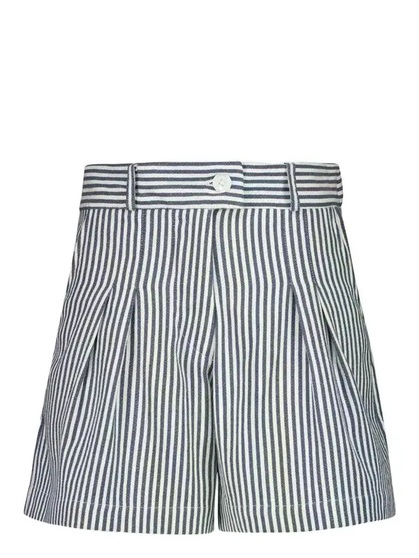PAULA Striped Pleated Shorts - Blue