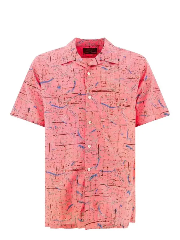 BEAMS Abstract-print Short-sleeve Shirt - Pink