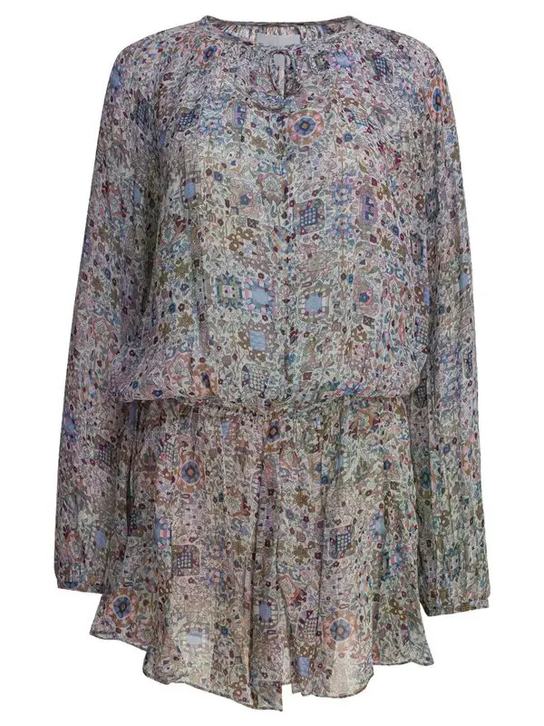 MARANT ETOILE Geometric-pattern Mini Dress - Neutrals