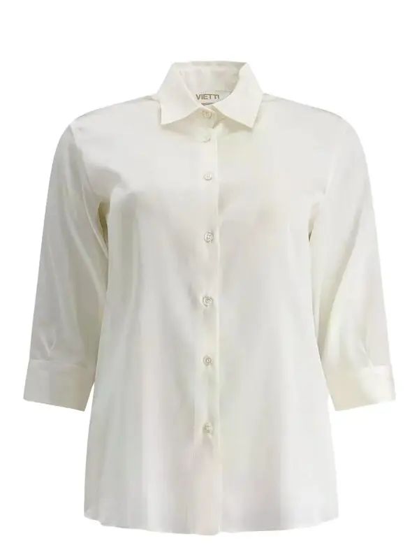 F.IT Button-down Shirt With Three-quarter Sleeves - Neutrals