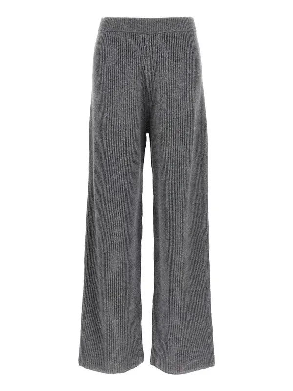 Sportmax Ribbed Knit Straight Leg Trousers - Grey