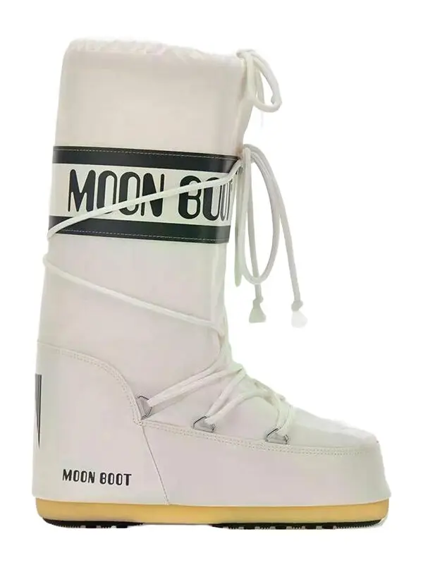 Moon Boot Icon Logo Print Water-repellent Lace-up Boots - White