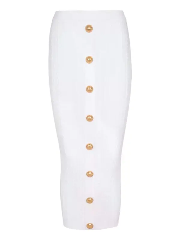 Balmain Cable-knit Midi Skirt - White