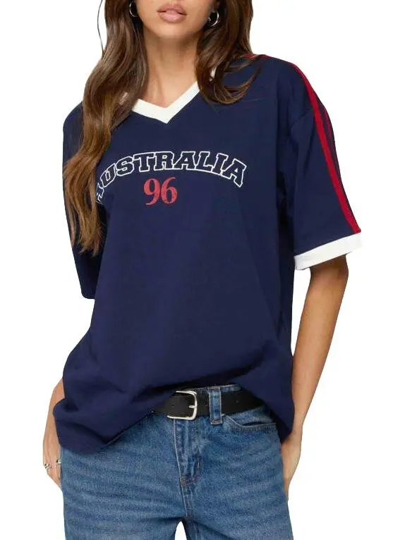 EDIKTED Australia 96 Oversized T-shirt - Navy