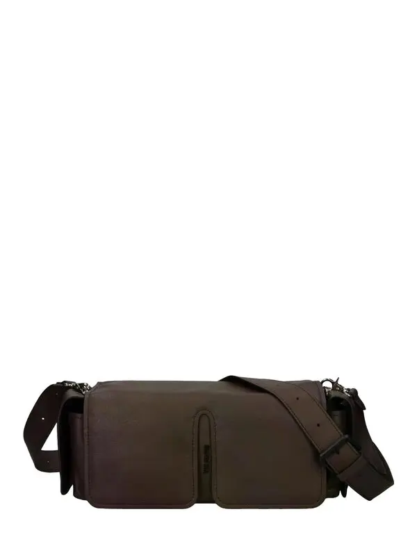 VIC MATIE Leather Flap Crossbody Bag - Brown
