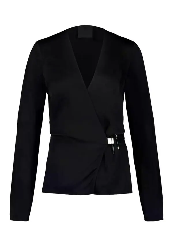 Givenchy V-neck Satin Wrap Top - Black
