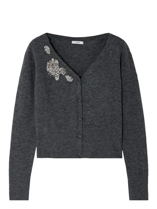 Erdem Embellished Knitted Cardigan - Gray