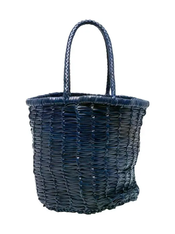 Dragon Diffusion Woven Leather Bucket Bag - Blue