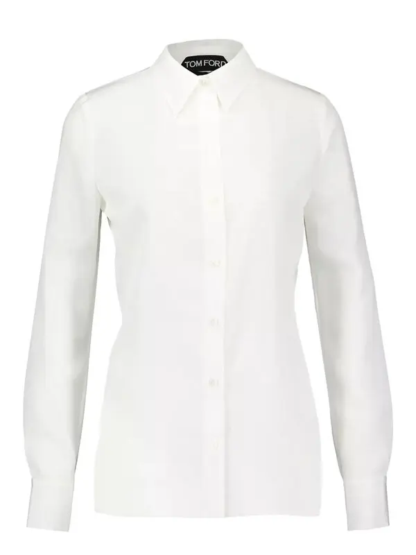TOM FORD Long-sleeved Satin-weave Shirt - White