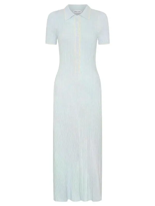 Anna Quan Penelope Ribbed Polo Dress - Blue