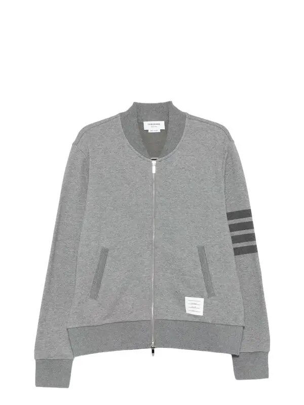 Thom Browne Three-stripe Zip-up Sweatshirt - Grey