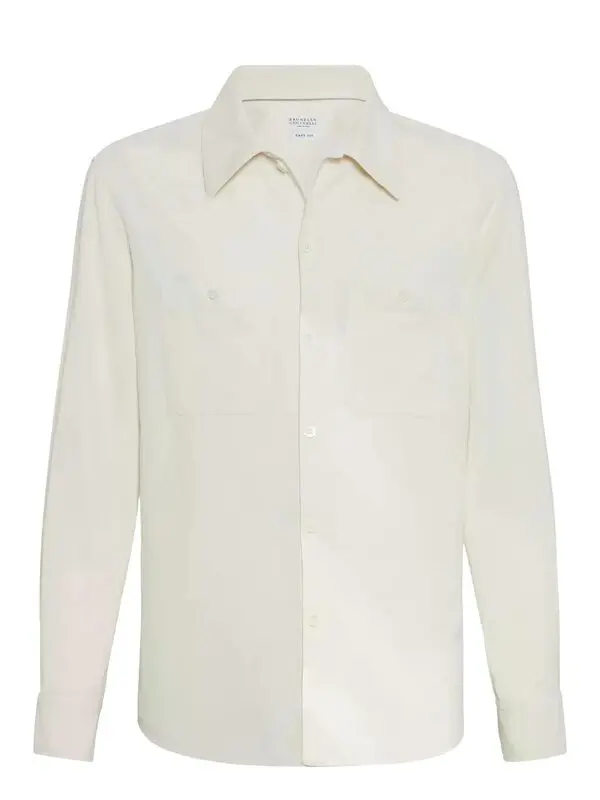Brunello Cucinelli Pocket Cotton Shirt - Neutrals