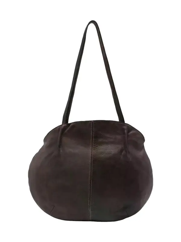 SOMMET Oval Leather Shoulder Bag - Brown
