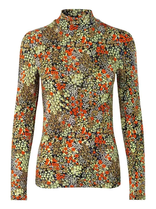 SAMSOE SAMSOE Floral-print Turtleneck Top - Green