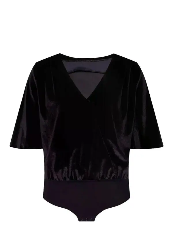 UNDRESS CODE Velvet Wrap-neck Bodysuit - Black