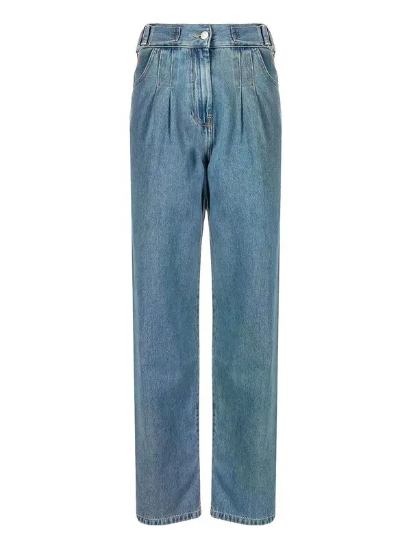 MSGM Pleat-detail Straight-leg Jeans - Blue