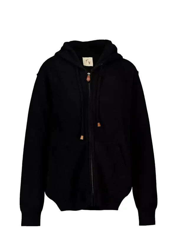 PAULA Cashmere Zip-up Hoodie - Black