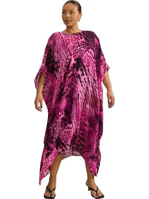 LIVE UNLIMITED Animal Print Kaftan Dress - Pink