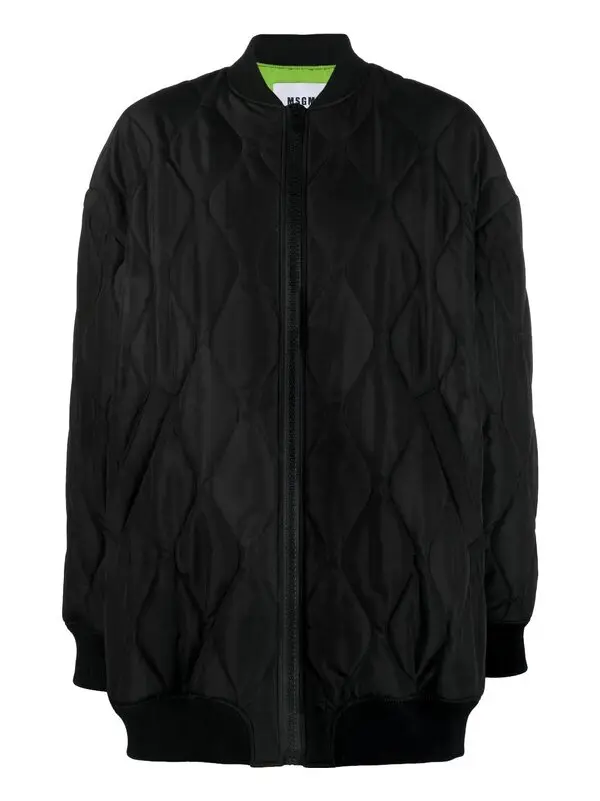 MSGM Quilted Bomber Jacket - Black