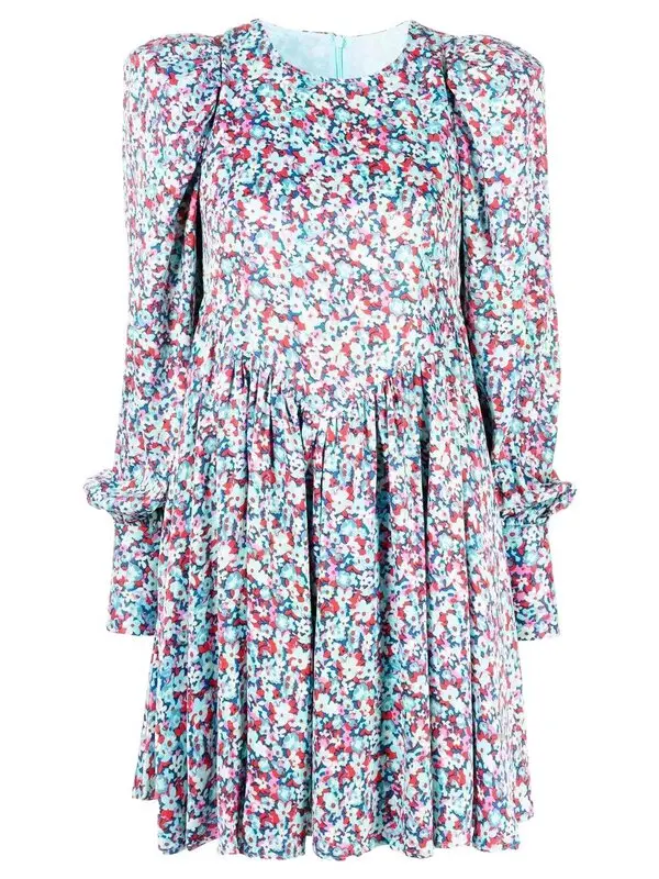 ROTATE BY BIRGER CHRISTENSEN Floral-print Long-sleeve Midi Dress - Blue