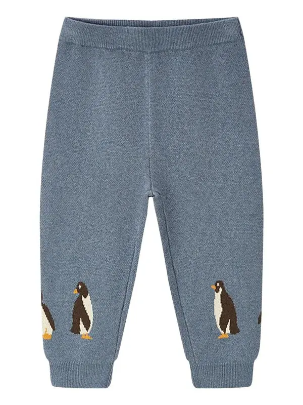 MILKBARN Knitted Birdseye Jacquard Sweatpants - Penguin Family
