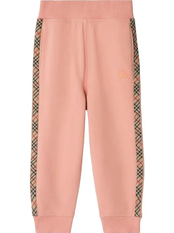 Burberry Check Trim Cotton Jogging Pants - Slipper Pink