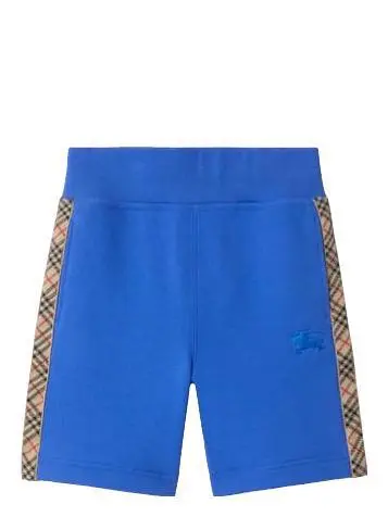 Burberry Check Trim Cotton Shorts - Hyacinth Blue