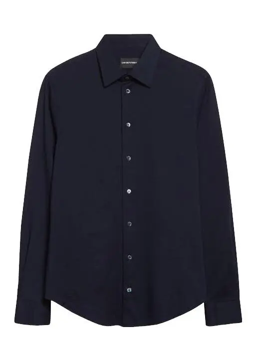 Emporio Armani Cotton Button-up Shirt - Navy