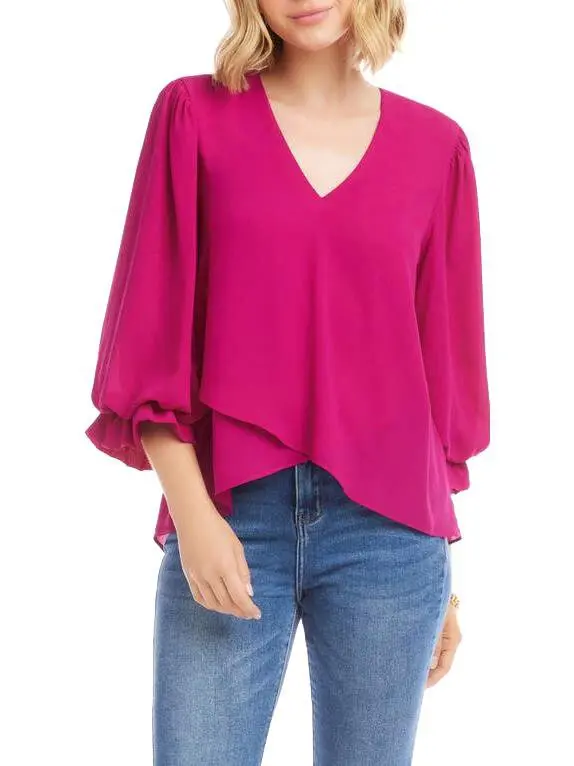 Karen Kane Crossover Hem Asymmetric Top - Magenta