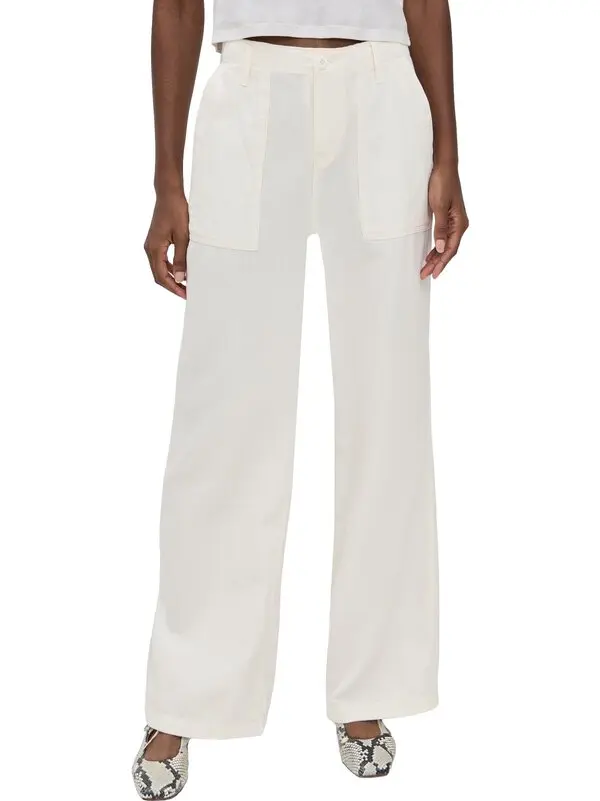 Good American Lite Linen Wide Leg Trousers - Cloud White001