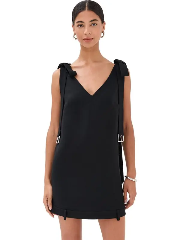 Monse Shoulder Tie Mini Dress - Black
