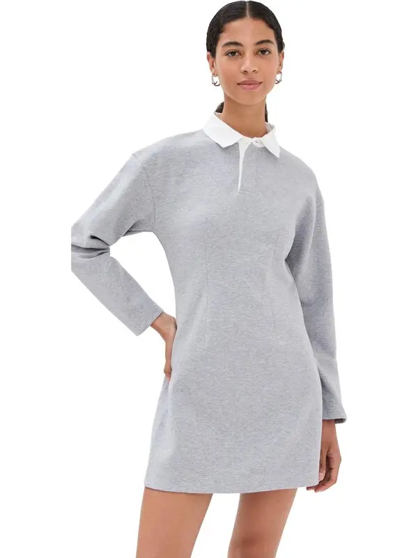 JW Anderson Long-sleeve Polo Midi Dress - Mid Grey Melange