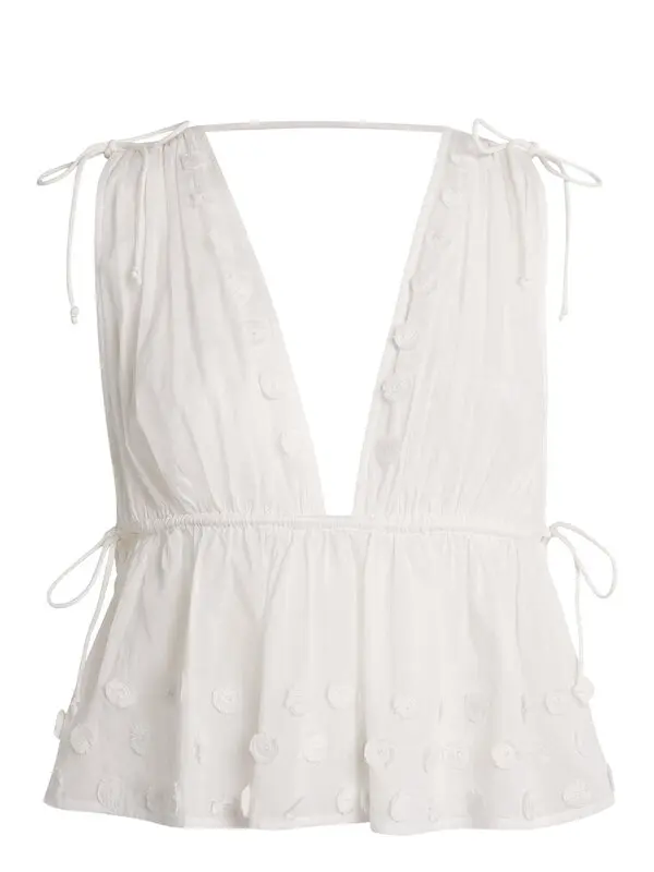 Ulla Johnson Anya Plunge-neck Top - White