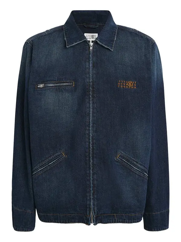 MAISON MARGIELA Logo-embroidered Denim Jacket - Navy