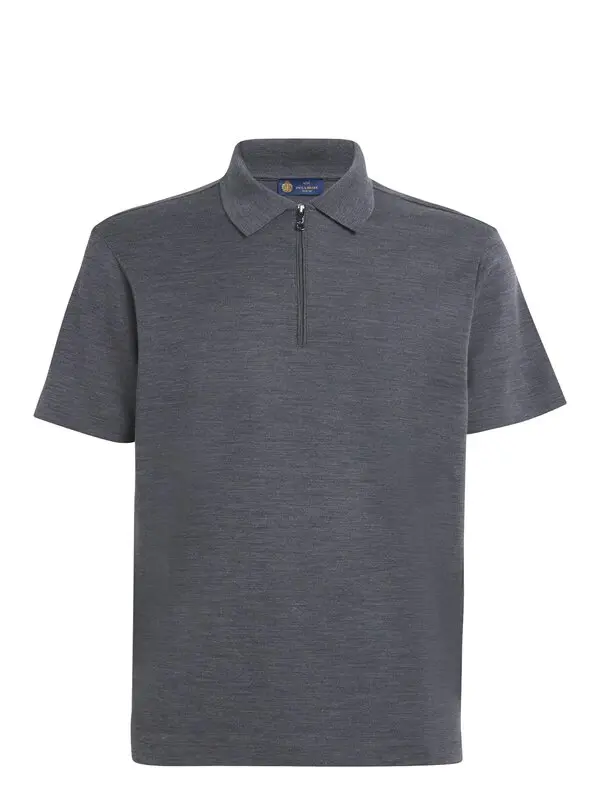 Paul & Shark Wool-silk Half-zip Polo Shirt - Grey