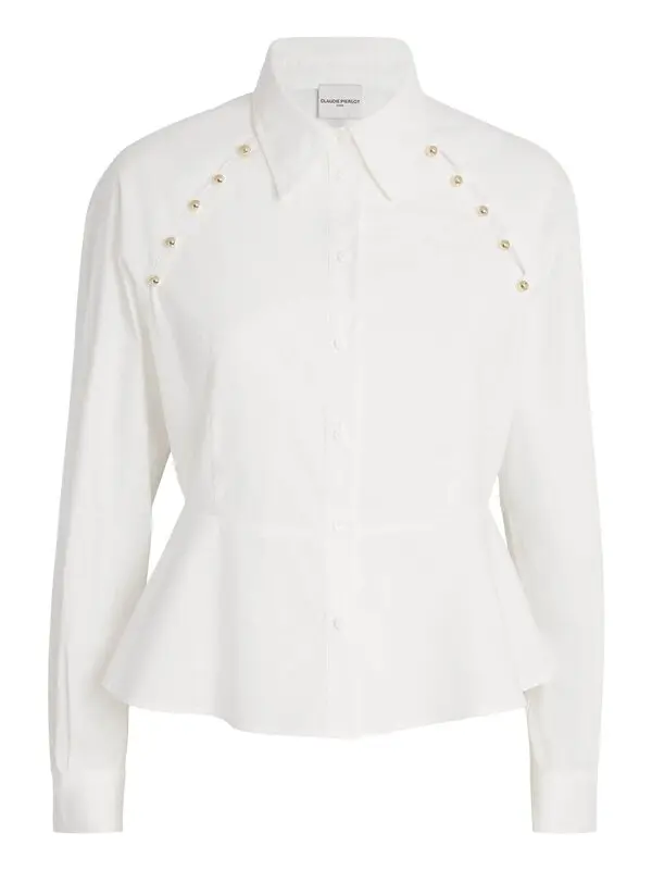 Claudie Pierlot Cotton Poplin Peplum Shirt - White