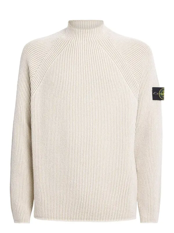 Stone Island Wool-blend Ribbed Sweater - Ivory