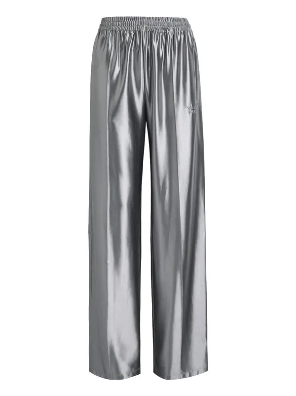 Alexander Wang Logo-embroidered Satin Track Pants - Silver