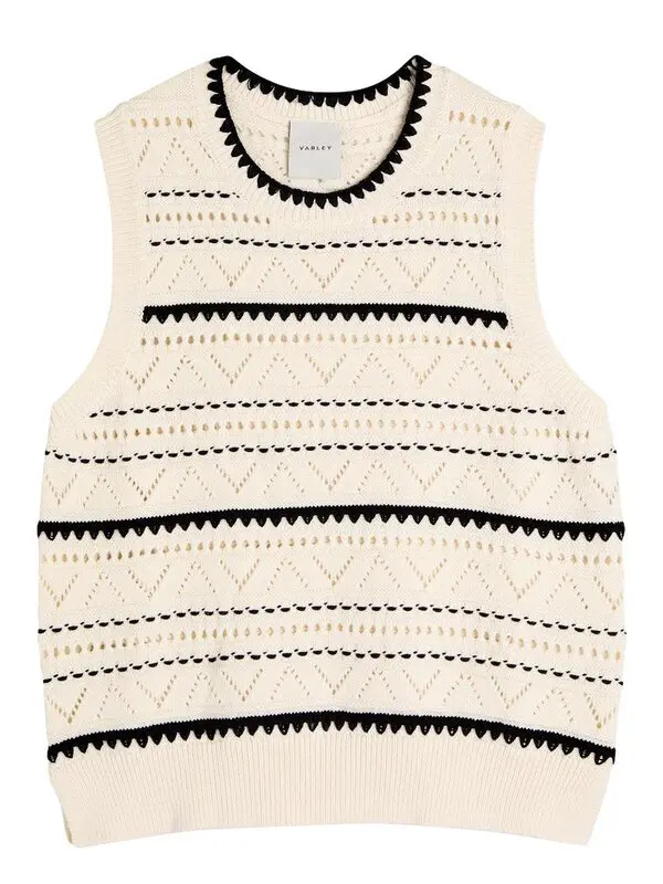 Varley Athena Pointelle-knit Vest - Cream