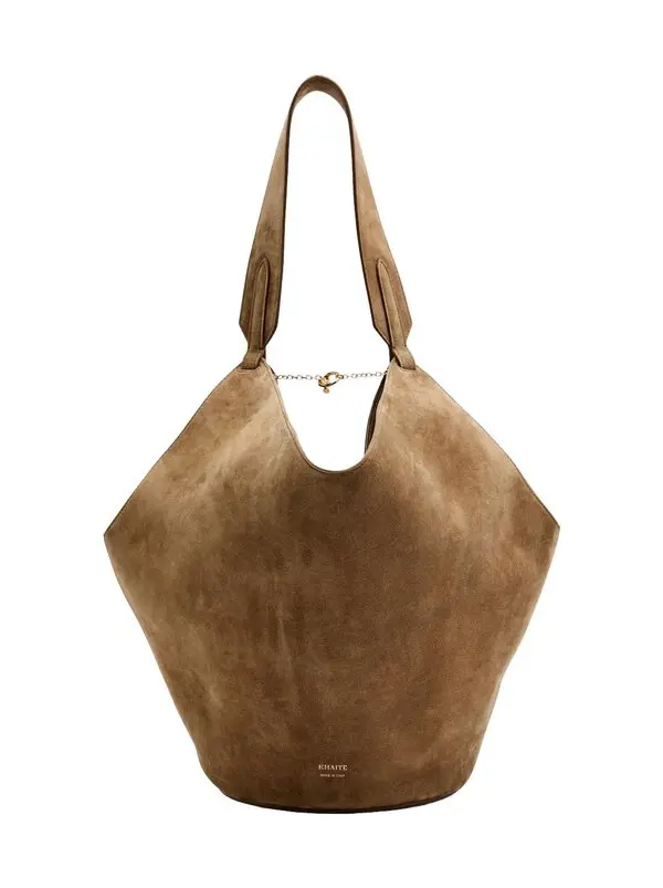 Khaite Lotus Small Suede Tote - Beige