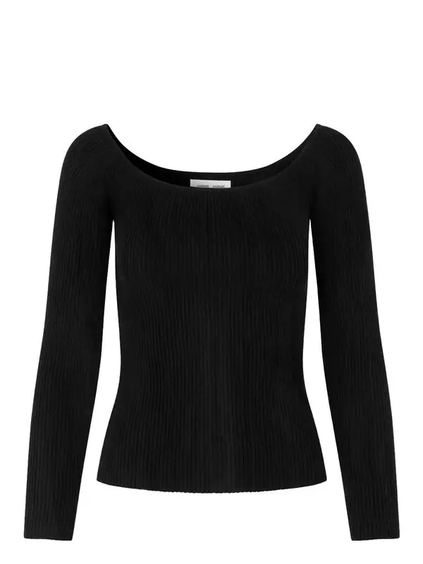 SAMSOE SAMSOE Ribbed Scoop-neck Top - Black