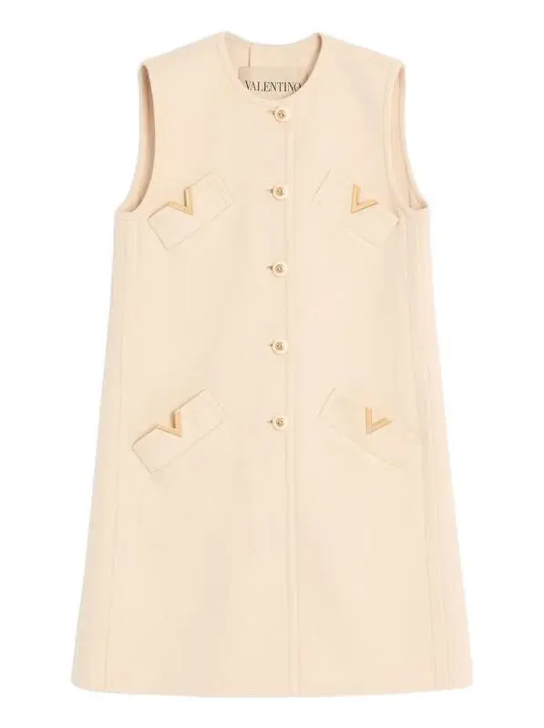 Valentino Garavani Compact Drap Gilet With V Gold - Birch