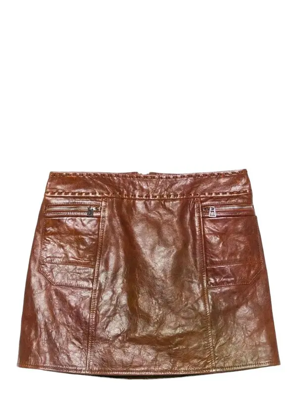 Ermanno Scervino Leather Zip-pocket Mini Skirt - Brown