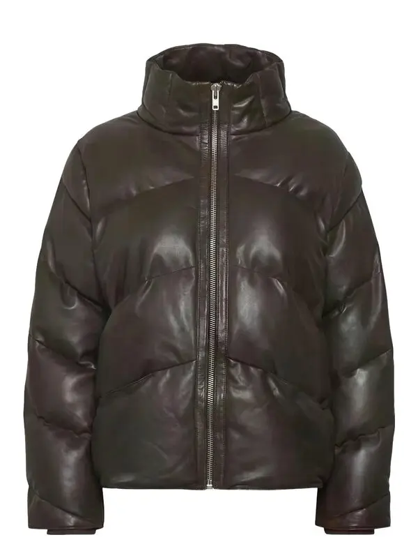 GESTUZ Quilted Leather Jacket - Brown