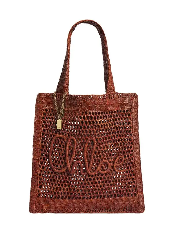 Chloé Raffia Summer Banana Tote - Brown